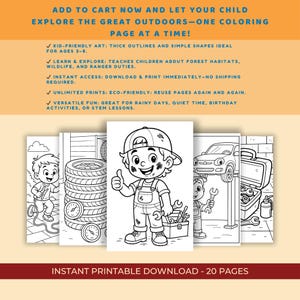 Mechanic Coloring Book for Kids – 20 Printable Pages, STEM Trades ...