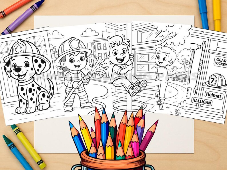 Firefighter Coloring Book for Kids – 20 Page Activity, Firetrucks ...