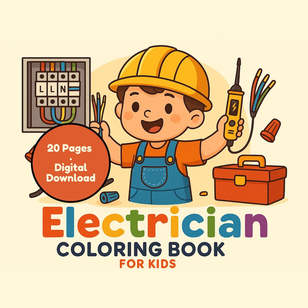 Electrician Coloring Book for Kids – 20 Page Printable PDF, STEM ...