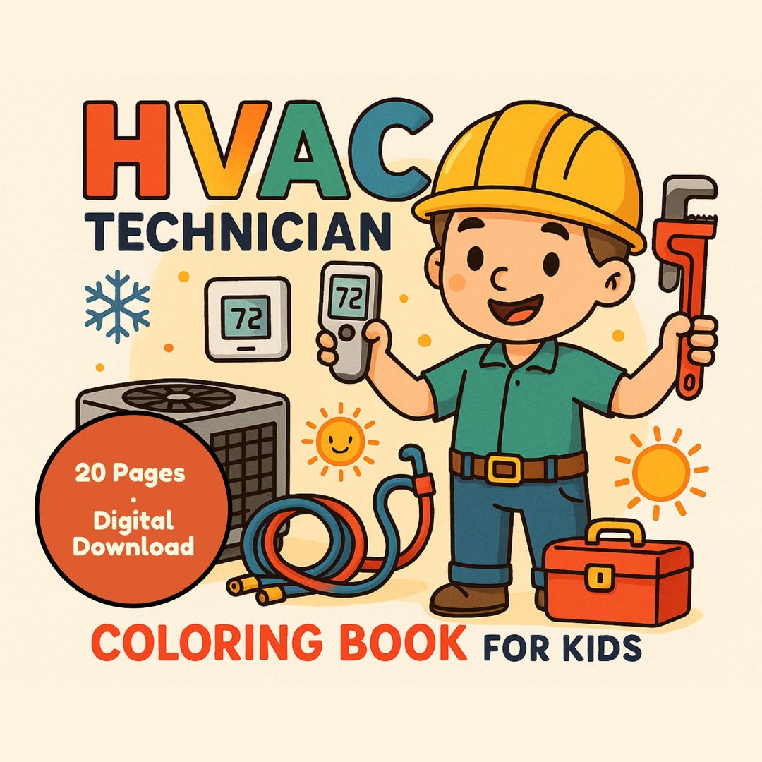 HVAC Technician Coloring Book for Kids – STEM Activity (digital ...