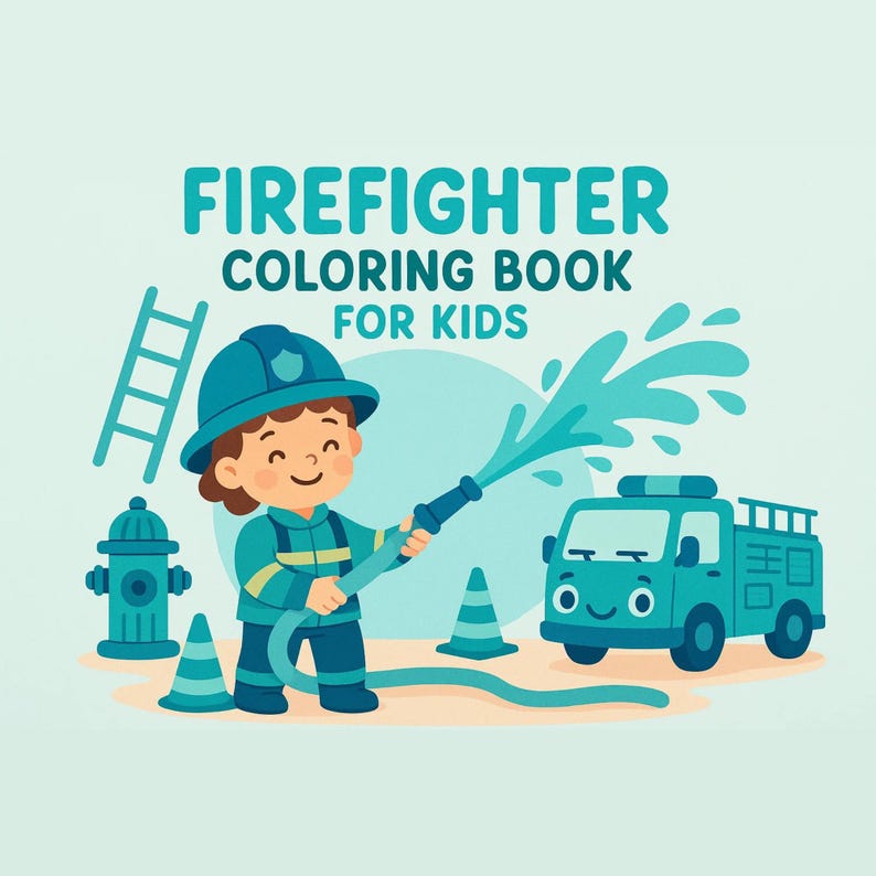Firefighter Coloring Book for Kids – 20 Printable PDF Pages – Fire ...