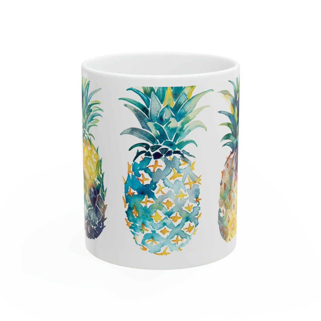 Pineapple Coffee Mug Watercolor Pineapple Design Tropical Gifts Beach ...