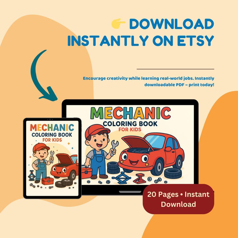 Mechanic Coloring Book for Kids – 20 Printable Pages, STEM Trades ...
