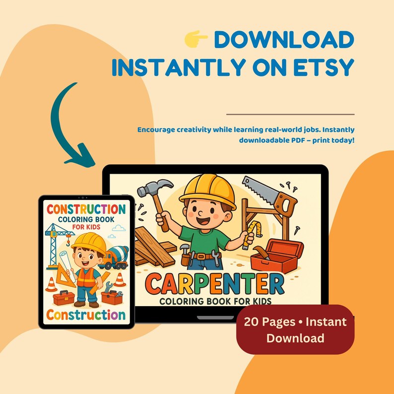 Carpenter Coloring Book for Kids – 20 Printable Pages, STEM Trades ...