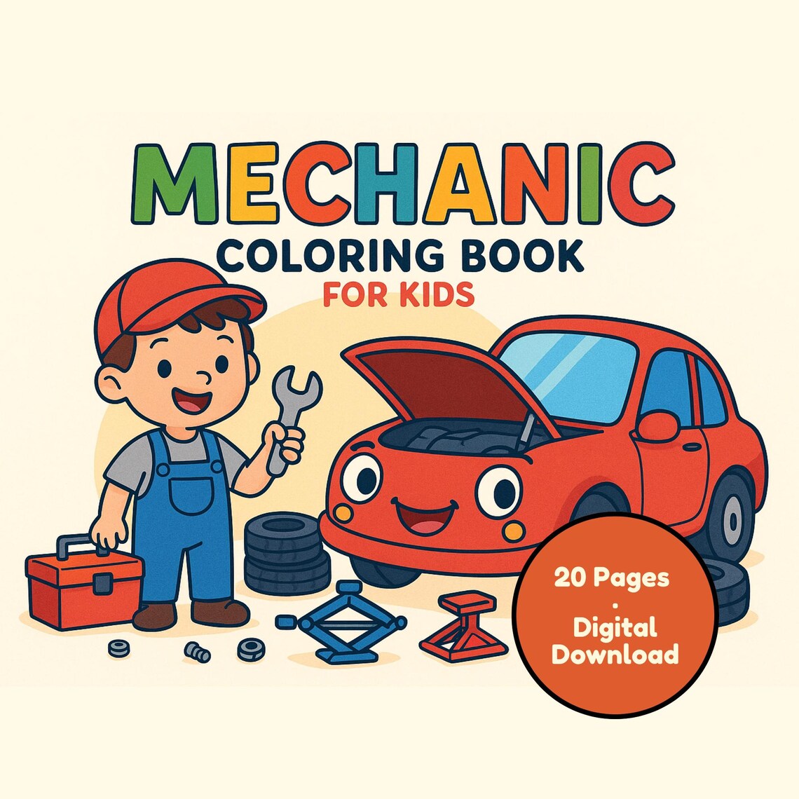Mechanic Coloring Book for Kids – 20 Printable Pages, STEM Trades ...