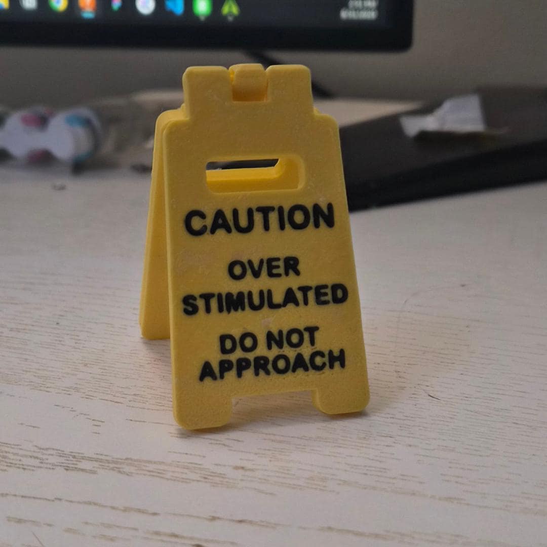 Caution Overstimulated Desk Sign – Funny Office Decor, Workplace Desk ...