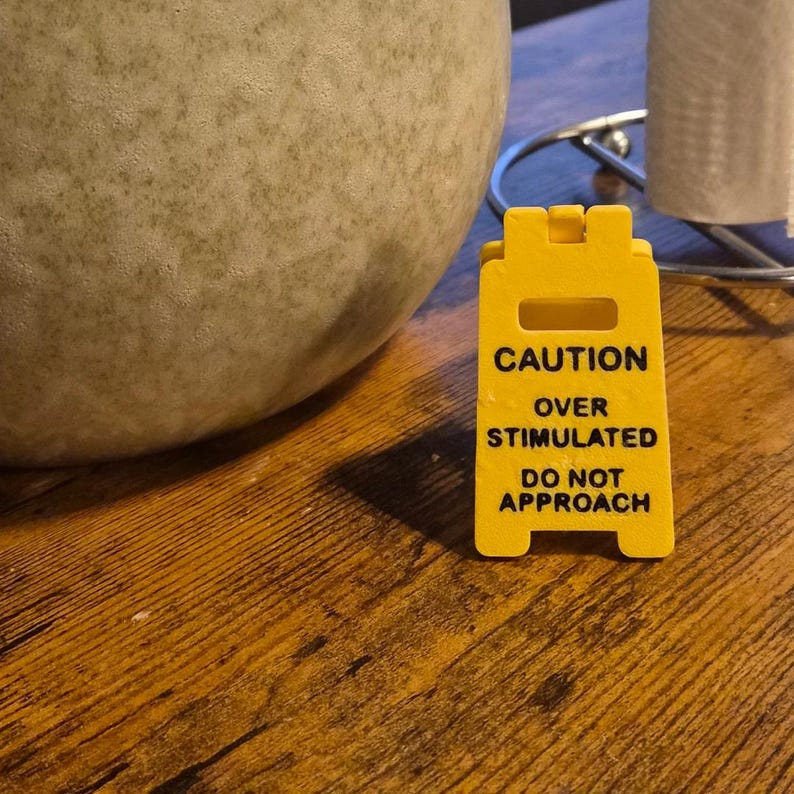 Caution Overstimulated Desk Sign – Funny Office Decor, Workplace Desk ...