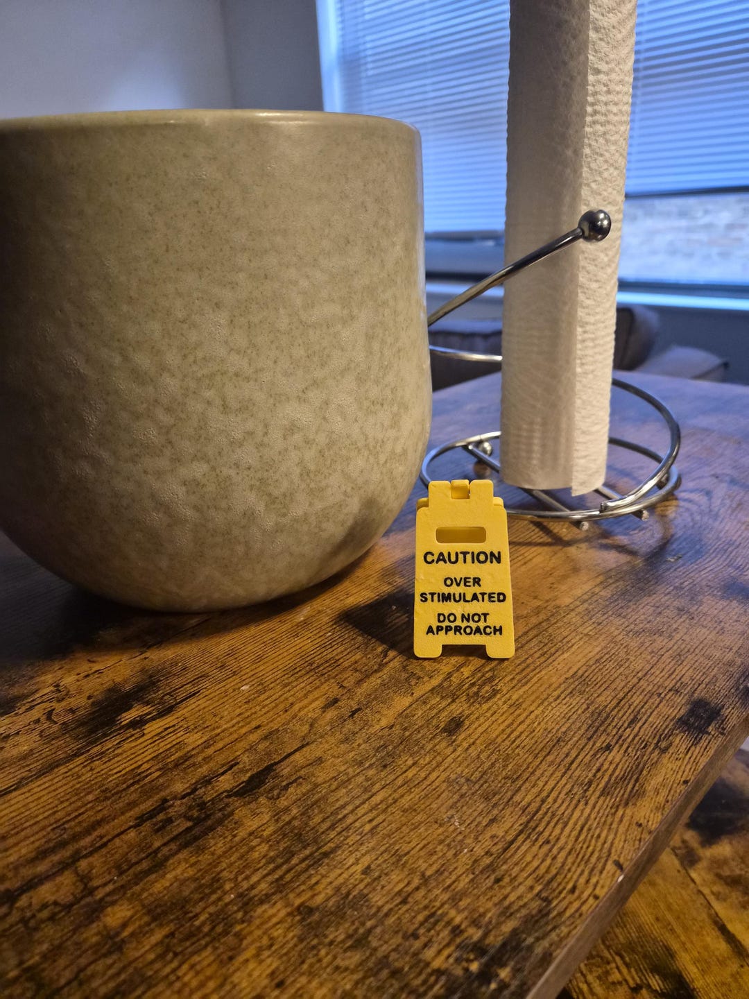 Caution Overstimulated Desk Sign – Funny Office Decor, Workplace Desk ...