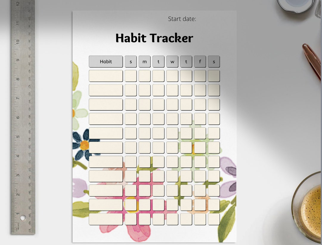 Floral Habit Tracker - Etsy