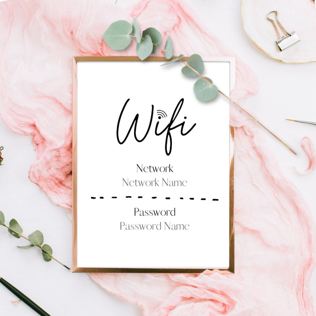 Printable Wifi Network & Password Sign Wifi Sign Template - Etsy