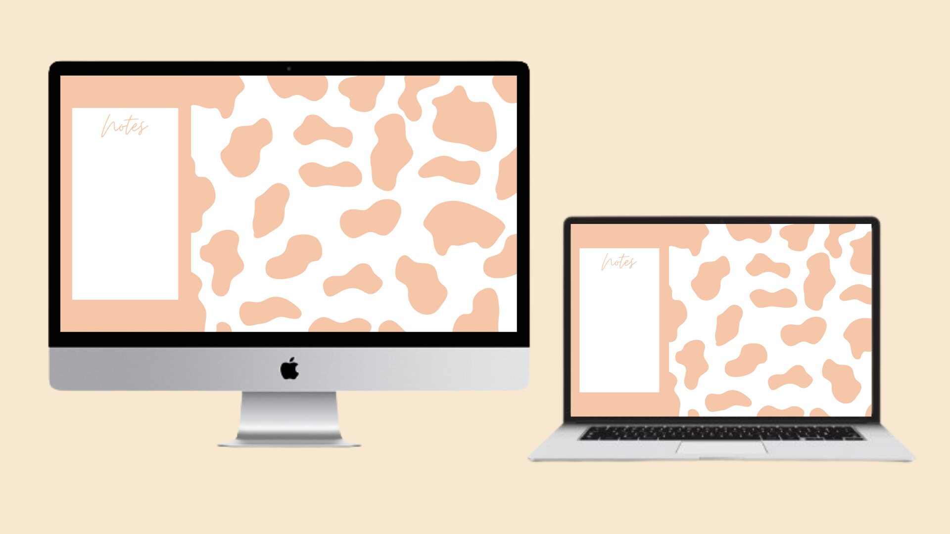 Pink Cow Print W/ Notes Section Aesthetic Desktop Wallpaper - Etsy