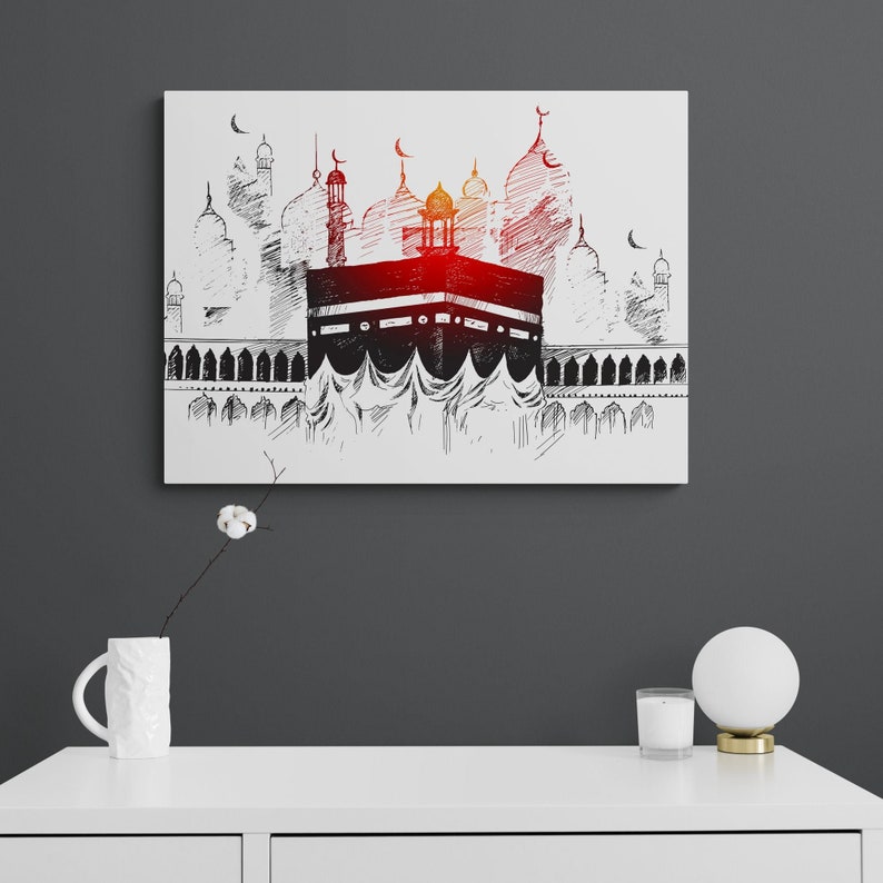 Islamic Wall Art On Canvas Holy Kaaba In Mecca Masjid Al Haram Etsy