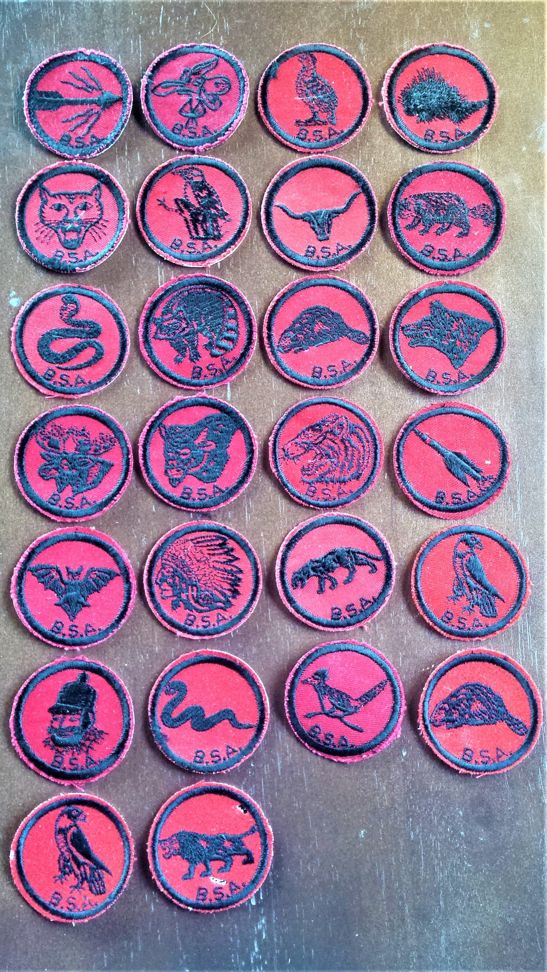 Vintage Boy Scout Patrol Patches - Black on Red - 3 Are Felt Patches ...