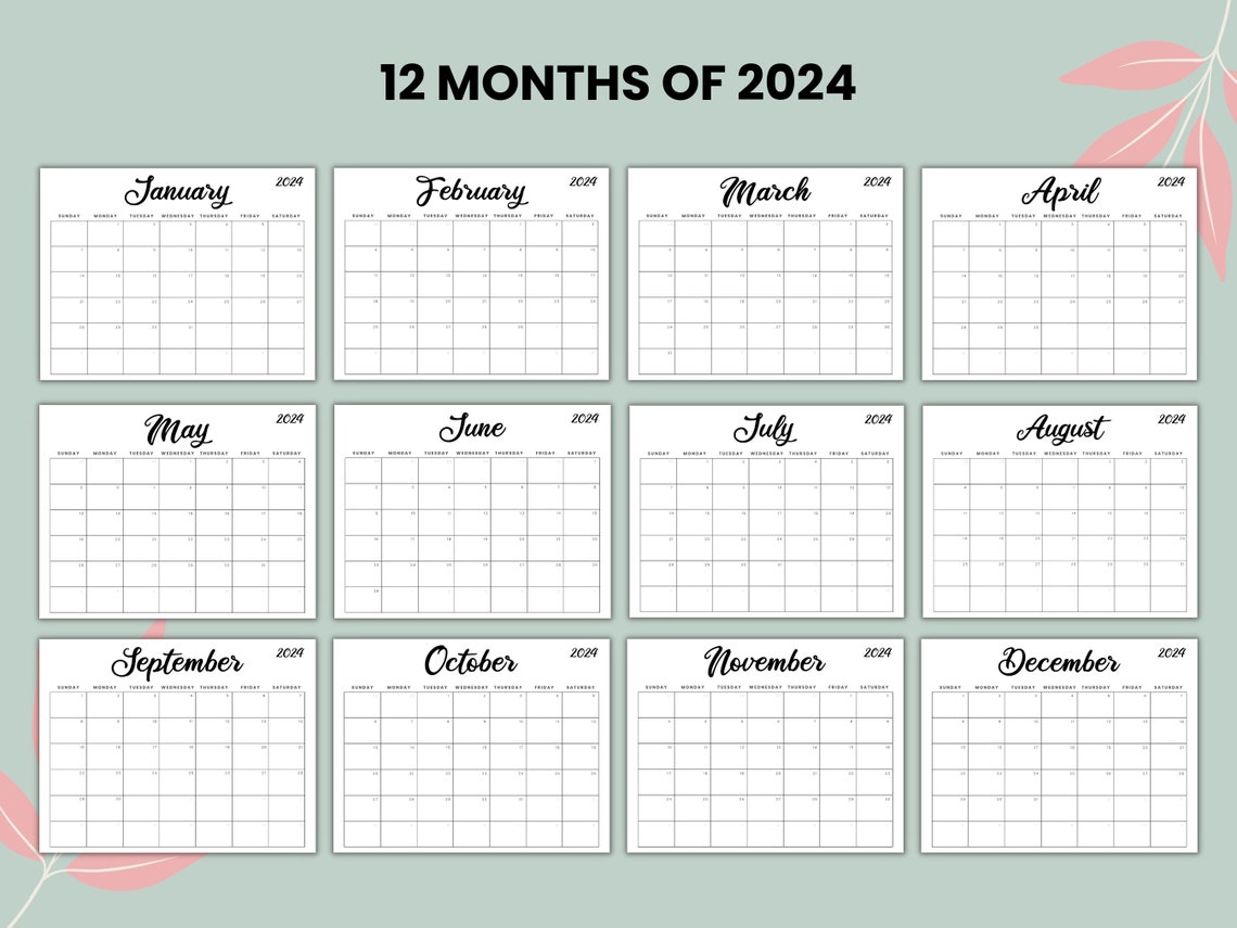 Editable 2023 Calendar, 2024 Calendar, 2024 Monthly Planner, Printable ...