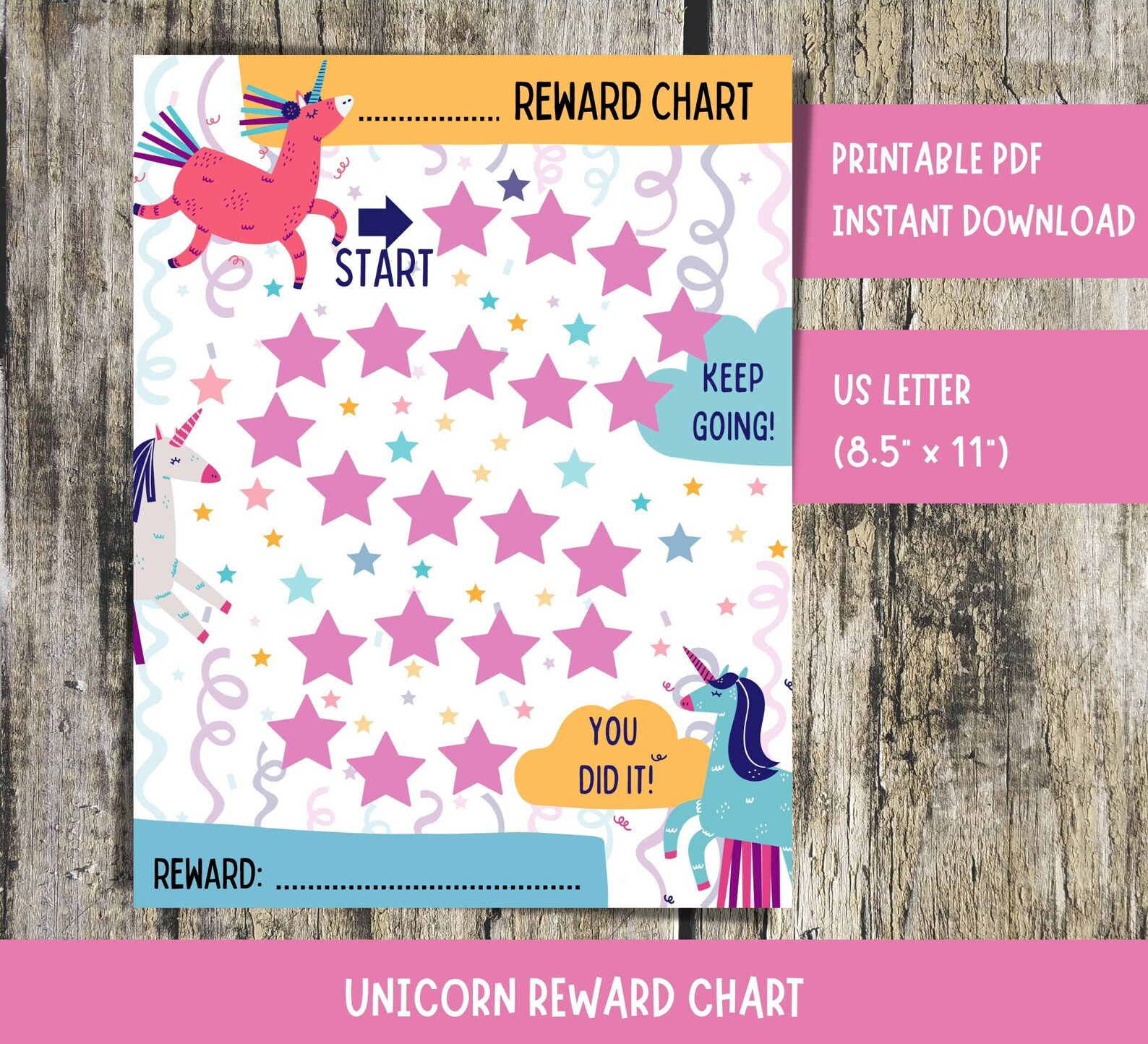Unicorn Reward Chart, Printable Kids Routine Sticker Chart, Rainbow ...