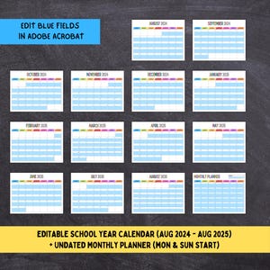 2024-2025 School Planner, Printable School Organizer, Editable School ...
