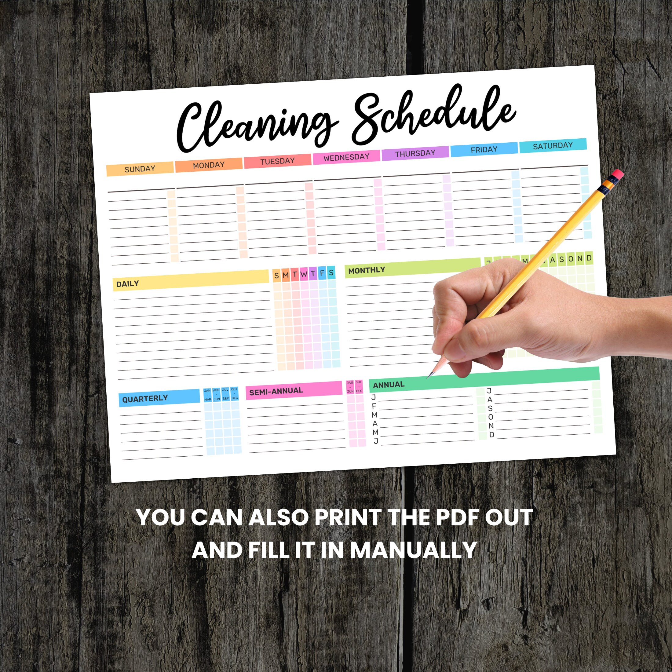 Editable Cleaning Schedule: Weekly, Monthly, Yearly Chore Chart (PDF ...