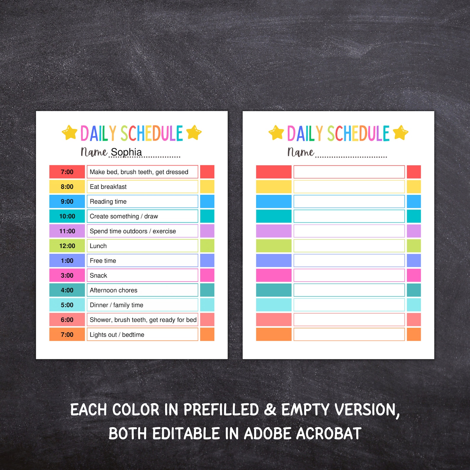 Kids Daily Schedule: Routine Chart, Homeschool Planner (editable PDF ...