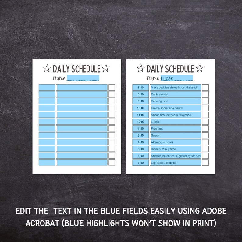 Kids Daily Schedule, Printable Daily Routine for Kids, Chore Chart for ...