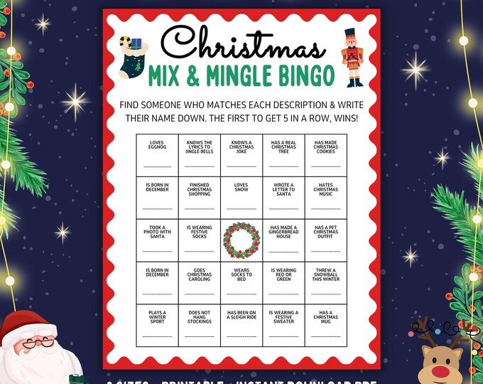 Editable Jingle and Mingle Bingo, Fun Icebreaker Game for a Holiday ...