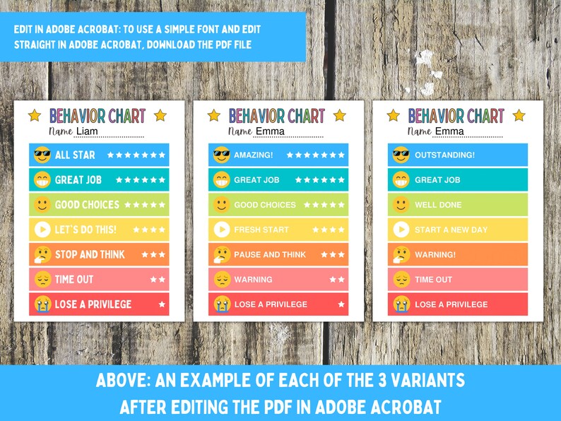 Printable Behavior Chart, Colorful Behavior Chart for Kids, Classroom ...