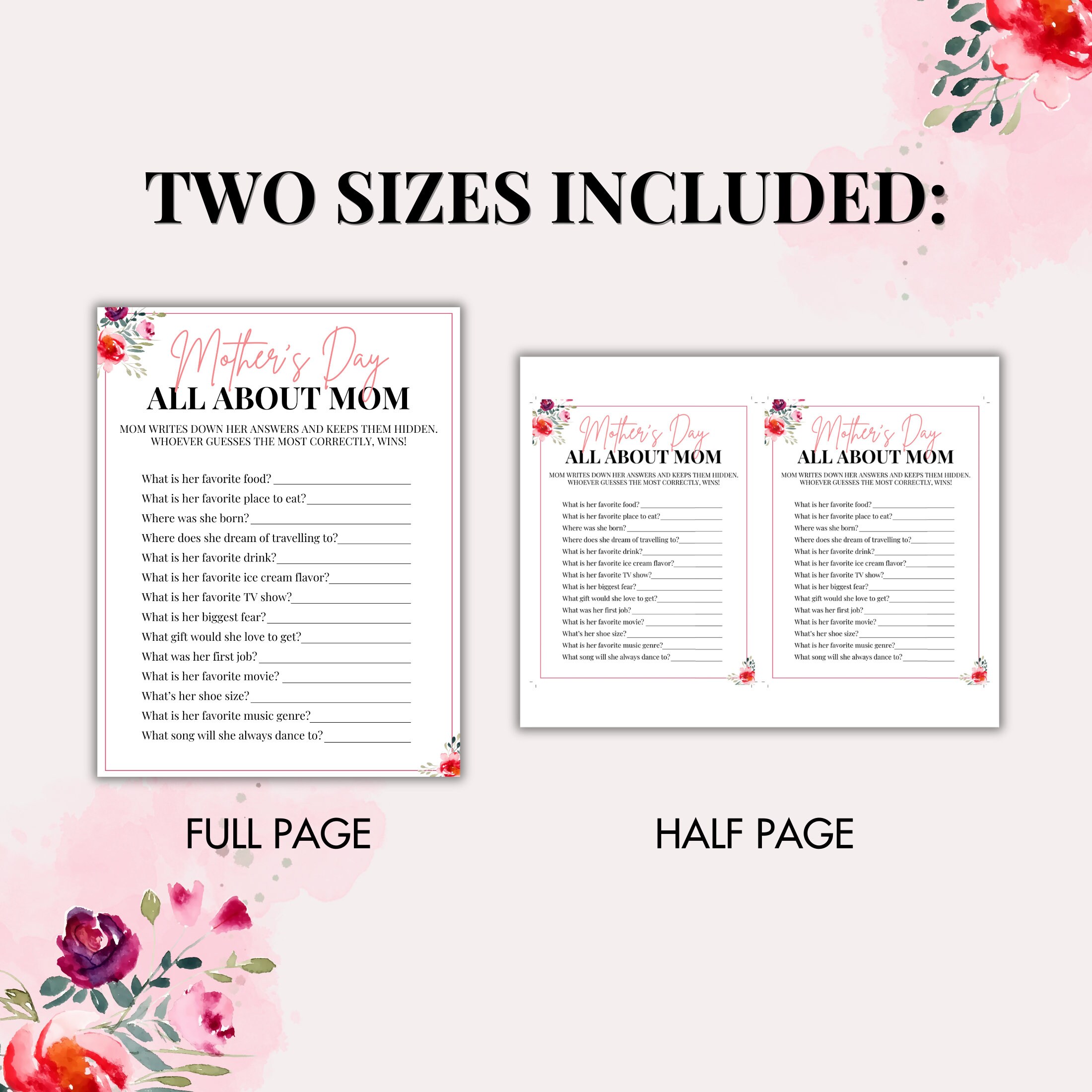 Who Knows Mom Best, Printable Game, Who Knows Mummy Quiz, All About Mom ...