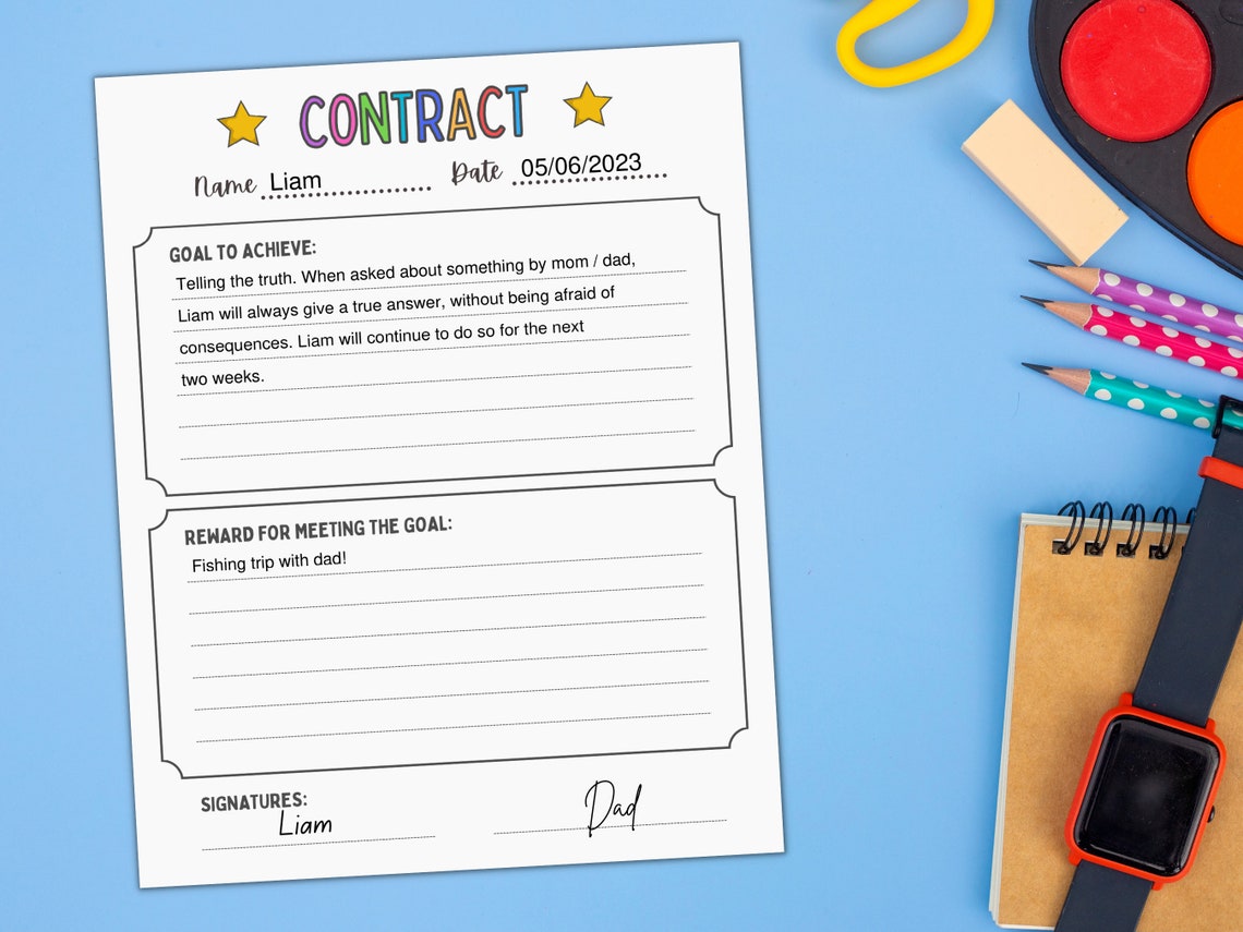 Printable Behavior Contract, Editable Parent Kids Contract, Classroom ...