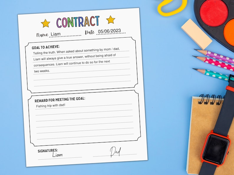 Printable Behavior Contract: Editable Parent-kids Agreement (PDF) - Etsy
