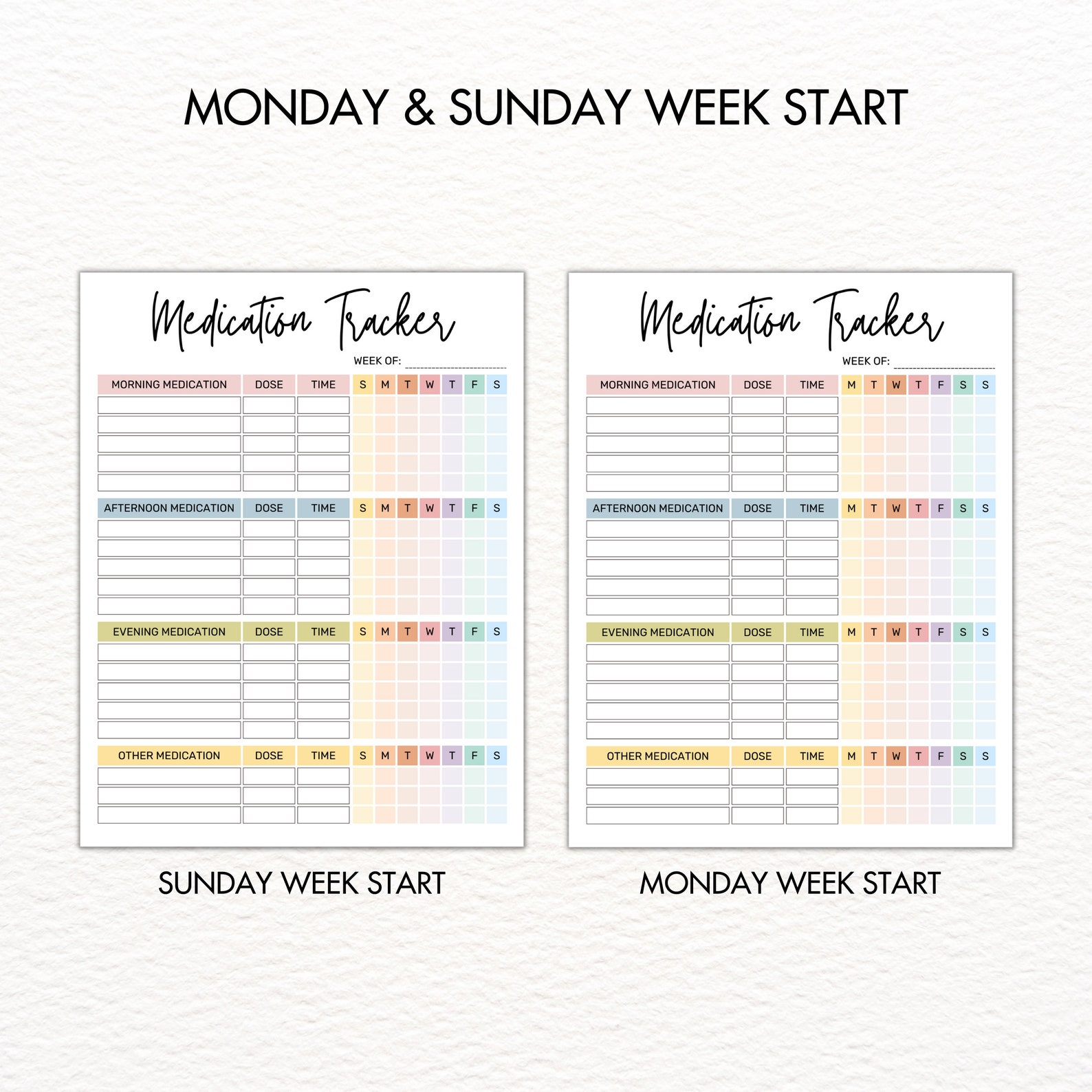 Weekly Medication Tracker: Boho Supplement Log (editable PDF) - Etsy