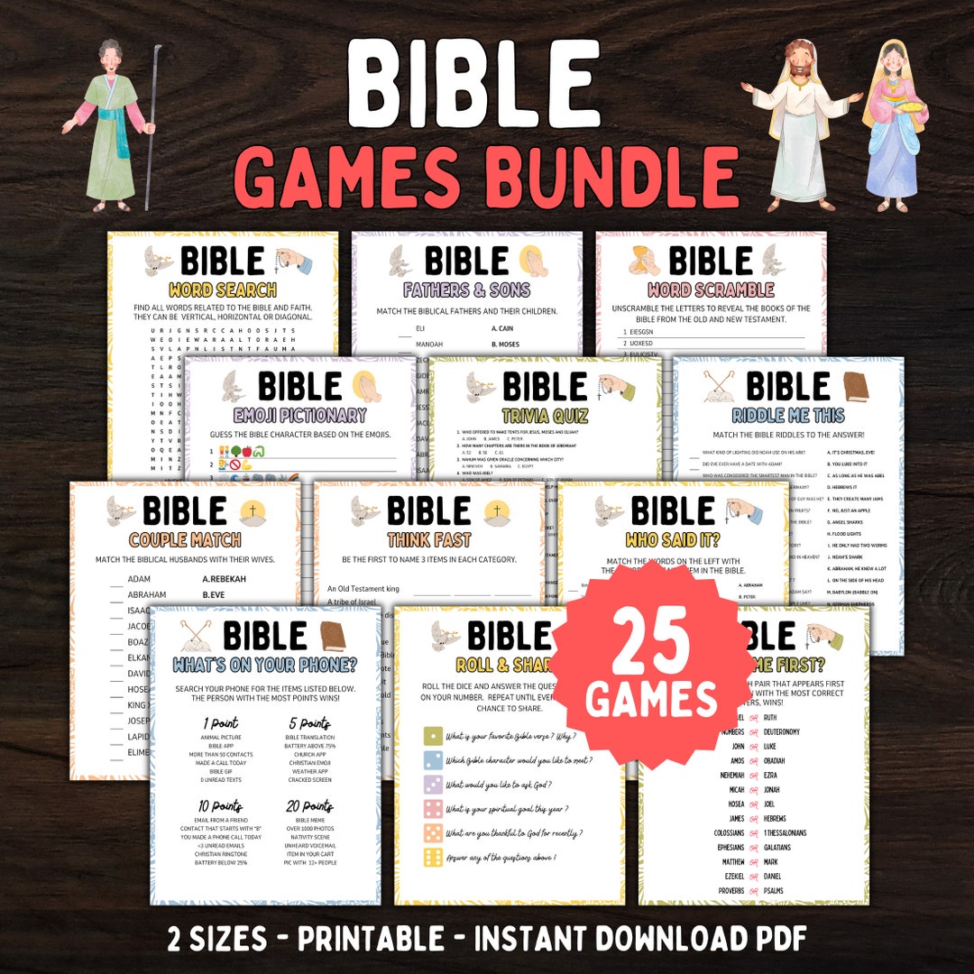 Bible Games Bundle: 25 Printables Christian Games, Church Group, Women ...
