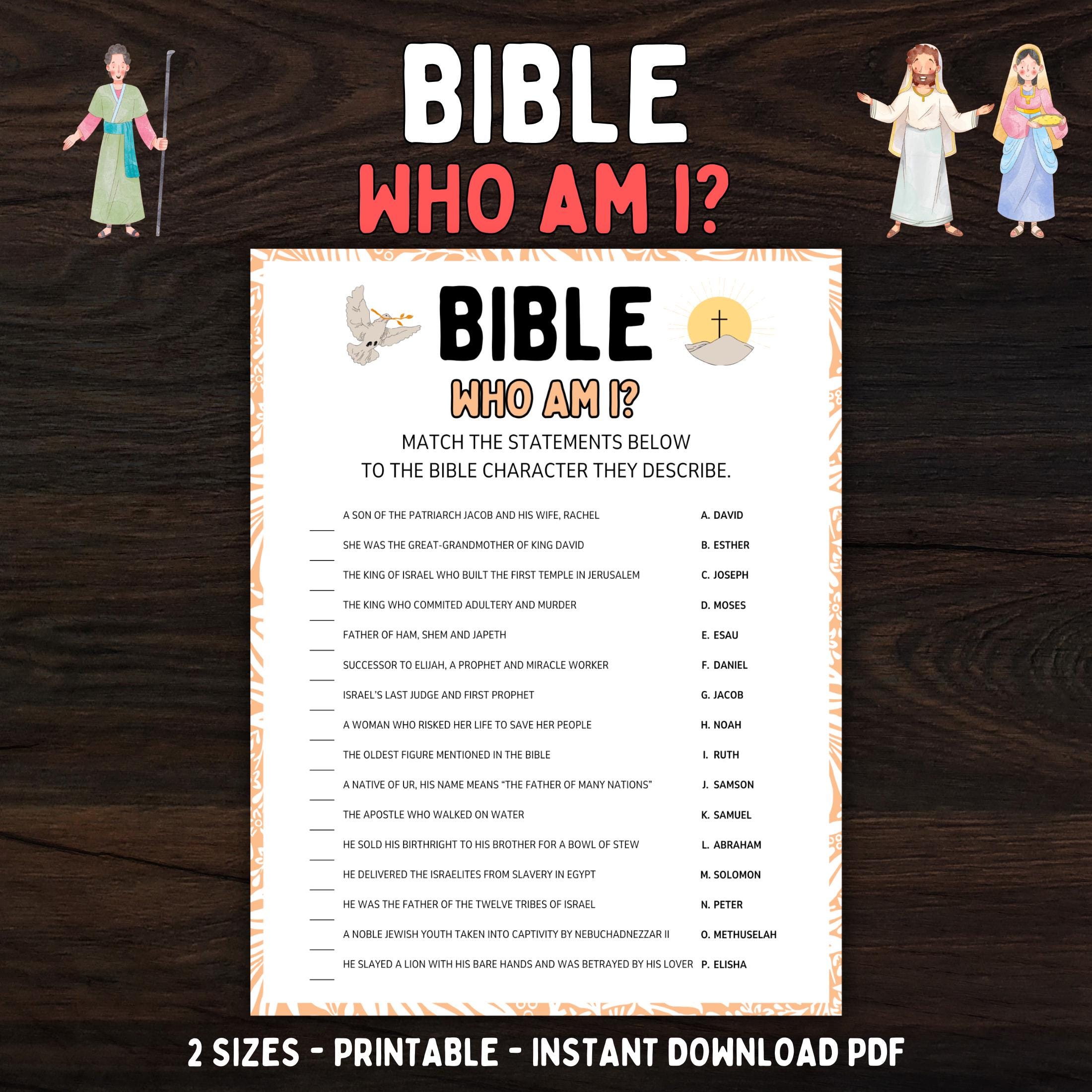 Bible 'who Am I' Game: Printable Riddles for Church (PDF) - Etsy