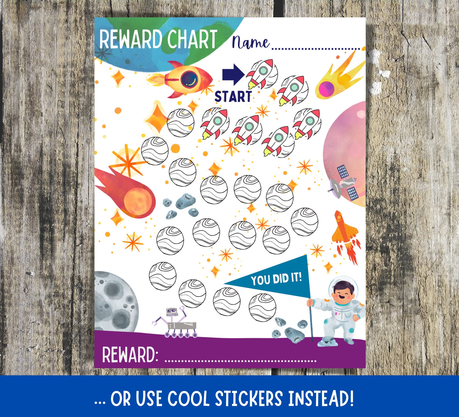 Outer Space Printable Reward Chart Space Sticker Chart - Etsy