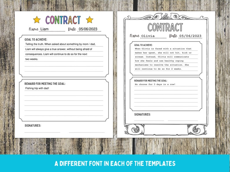 Printable Behavior Contract: Editable Parent-kids Agreement (PDF) - Etsy
