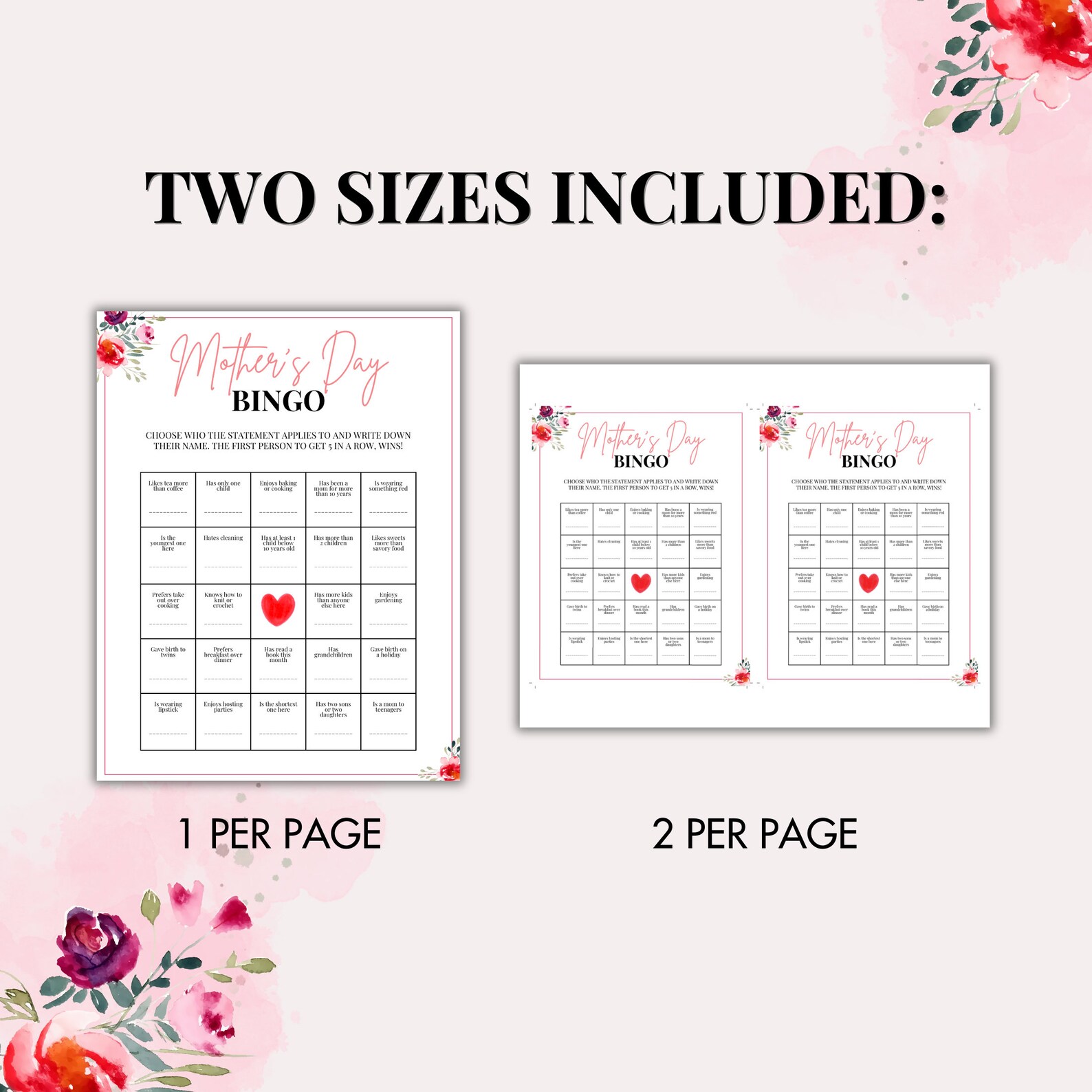 Mothers Day Bingo, Printable Bingo Game, Mothers Day Party Game ...