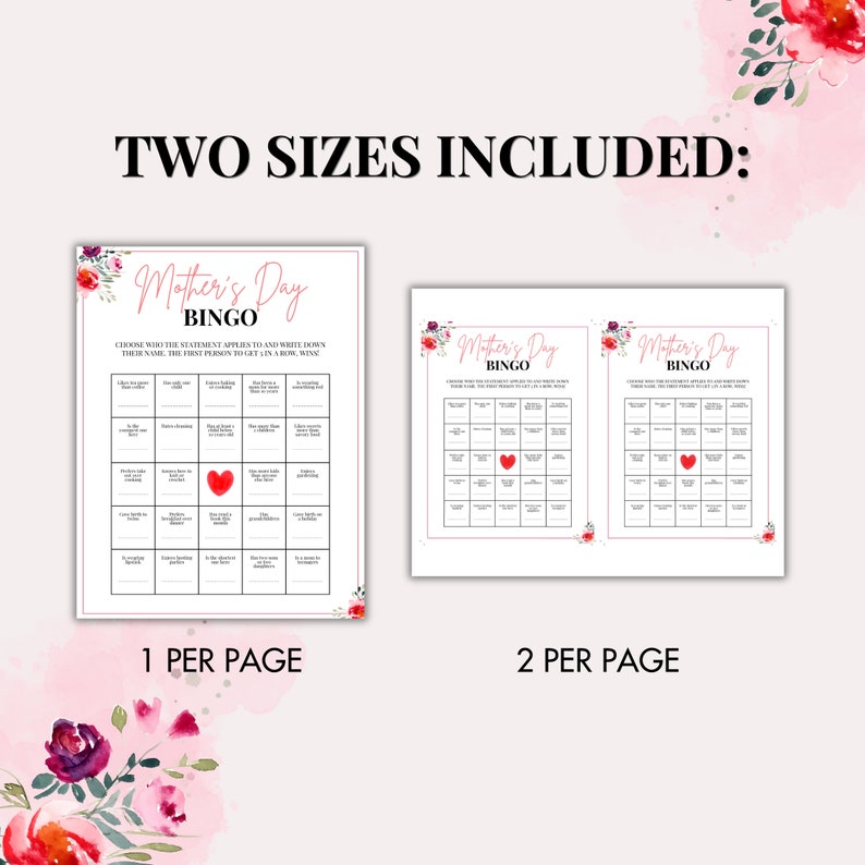 Mothers Day Bingo, Printable Bingo Game, Mothers Day Party Game ...