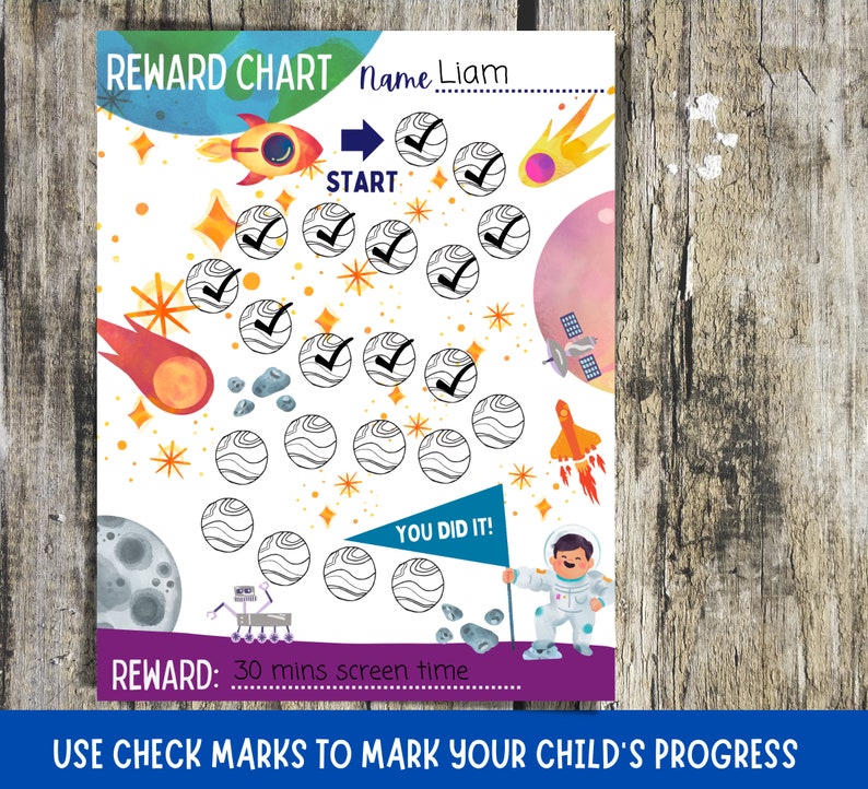 Outer Space Printable Reward Chart Space Sticker Chart - Etsy
