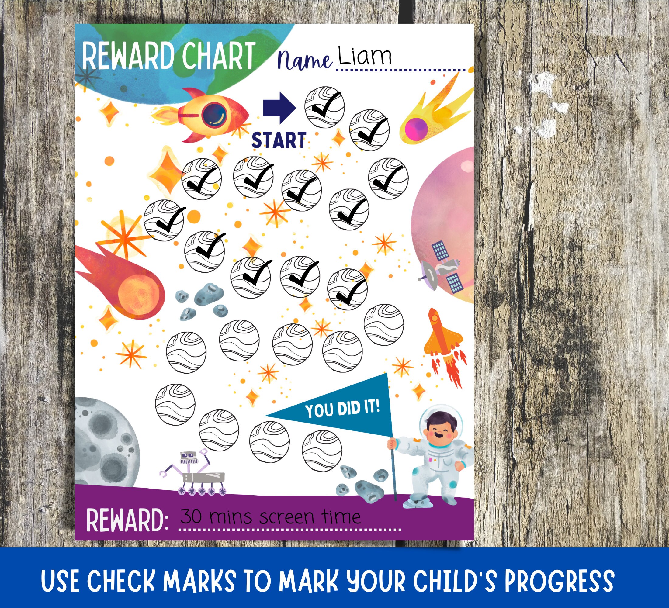 Outer Space Printable Reward Chart Space Sticker Chart - Etsy UK