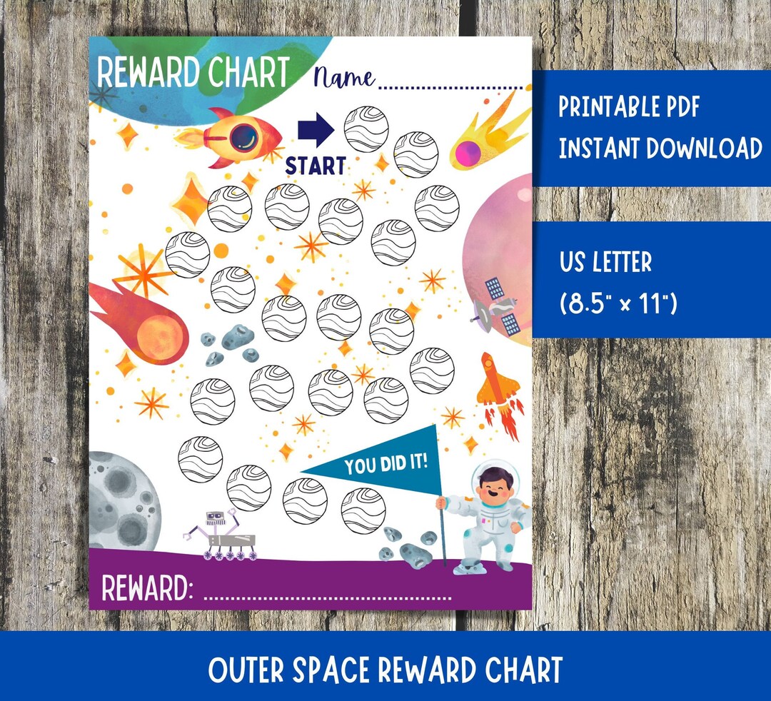 Outer Space Printable Reward Chart Space Sticker Chart - Etsy