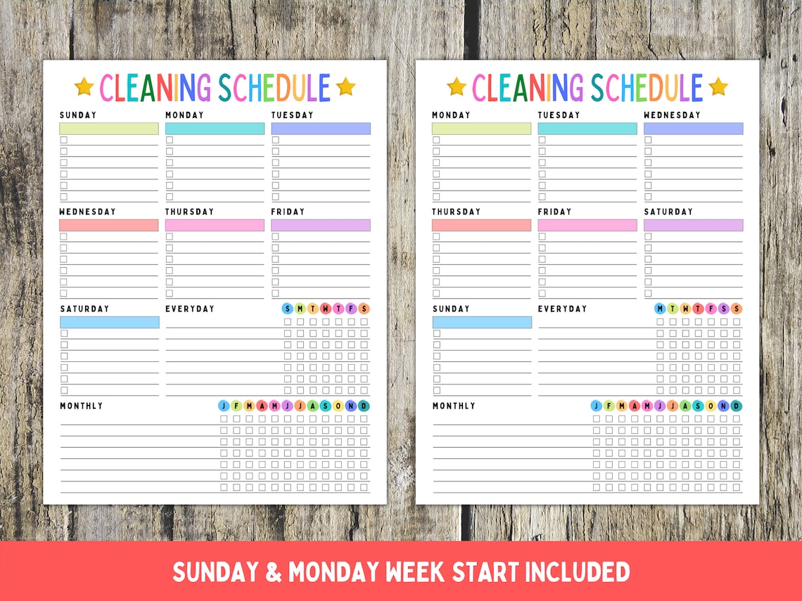 Editable Cleaning Schedule Printable Weekly Cleaning Planner - Etsy