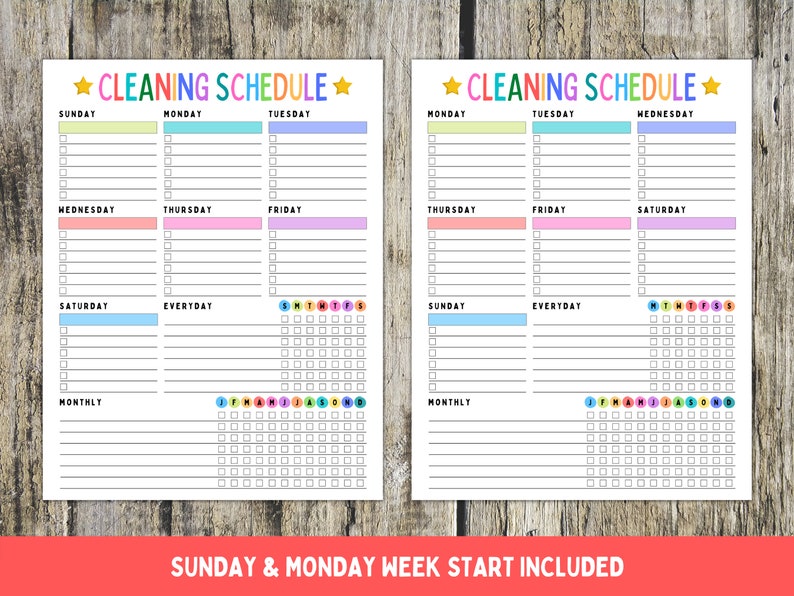 Editable Cleaning Schedule Printable Weekly Cleaning Planner - Etsy