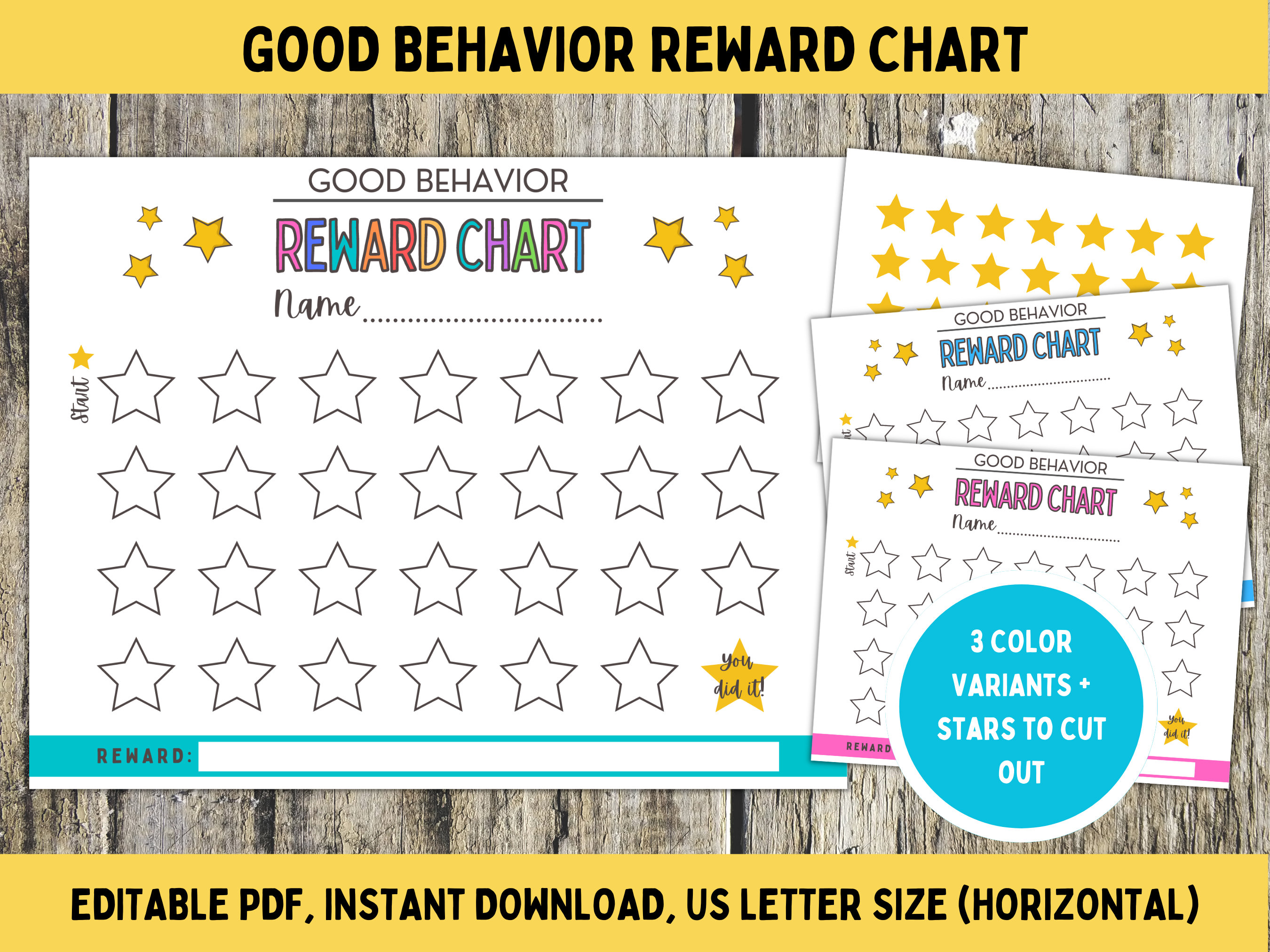 Printable Behavior Reward Chart for Kids Editable Behavior - Etsy Portugal