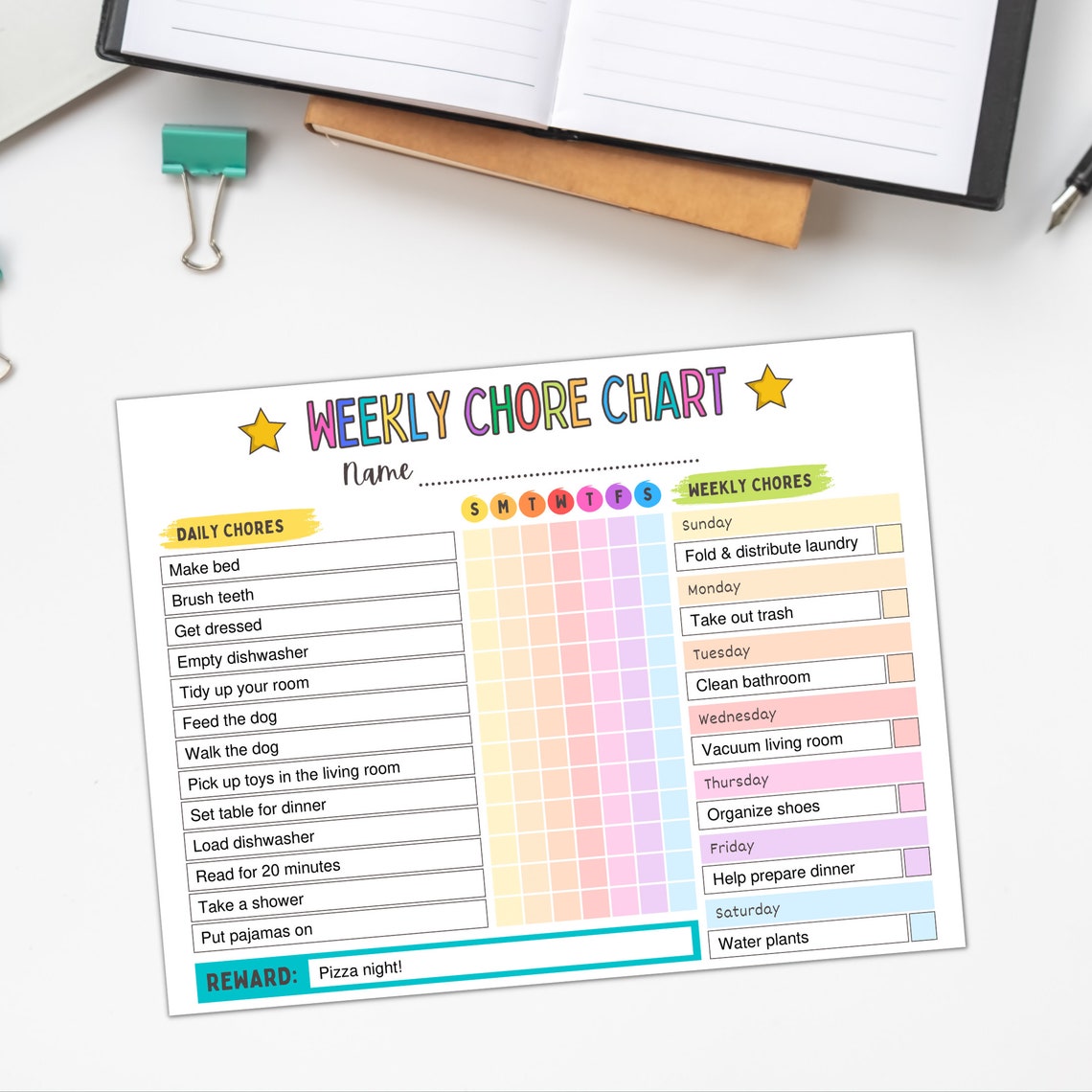 Editable Chore Chart for Kids, Printable Kids Chore List, Kids Daily ...