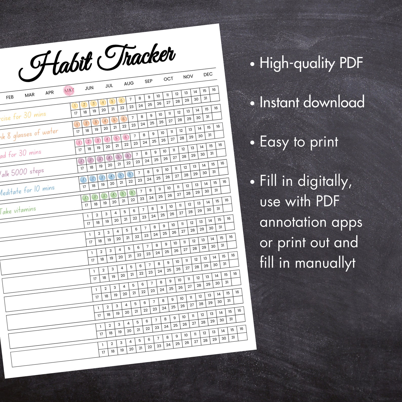 Printable Habit Tracker Template, Routine Tracker, Fitness Tracker ...