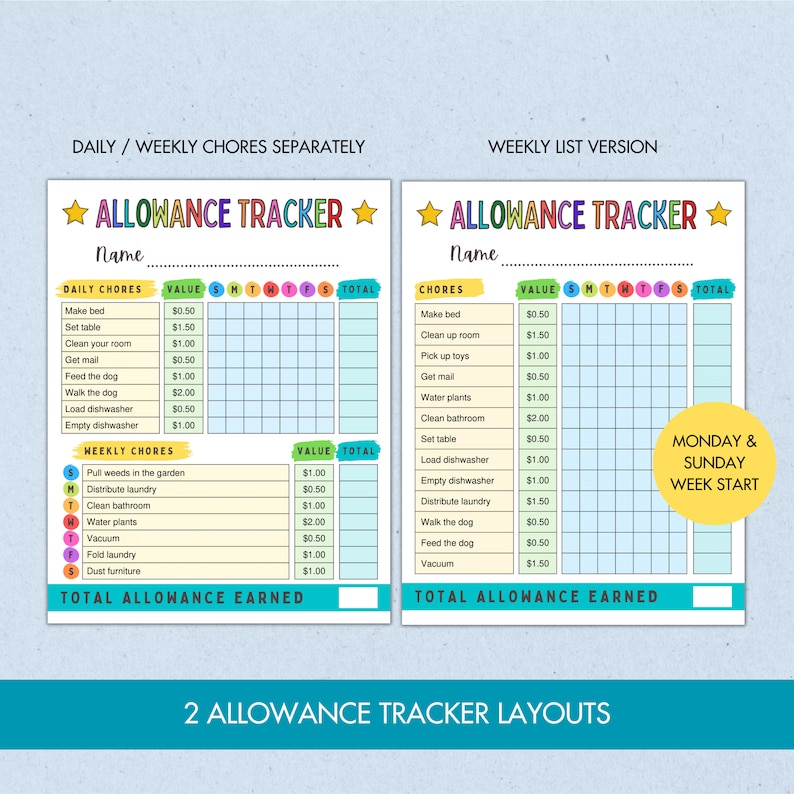 Kids Chore Chart Bundle: Editable Daily & Weekly Planner (digital ...