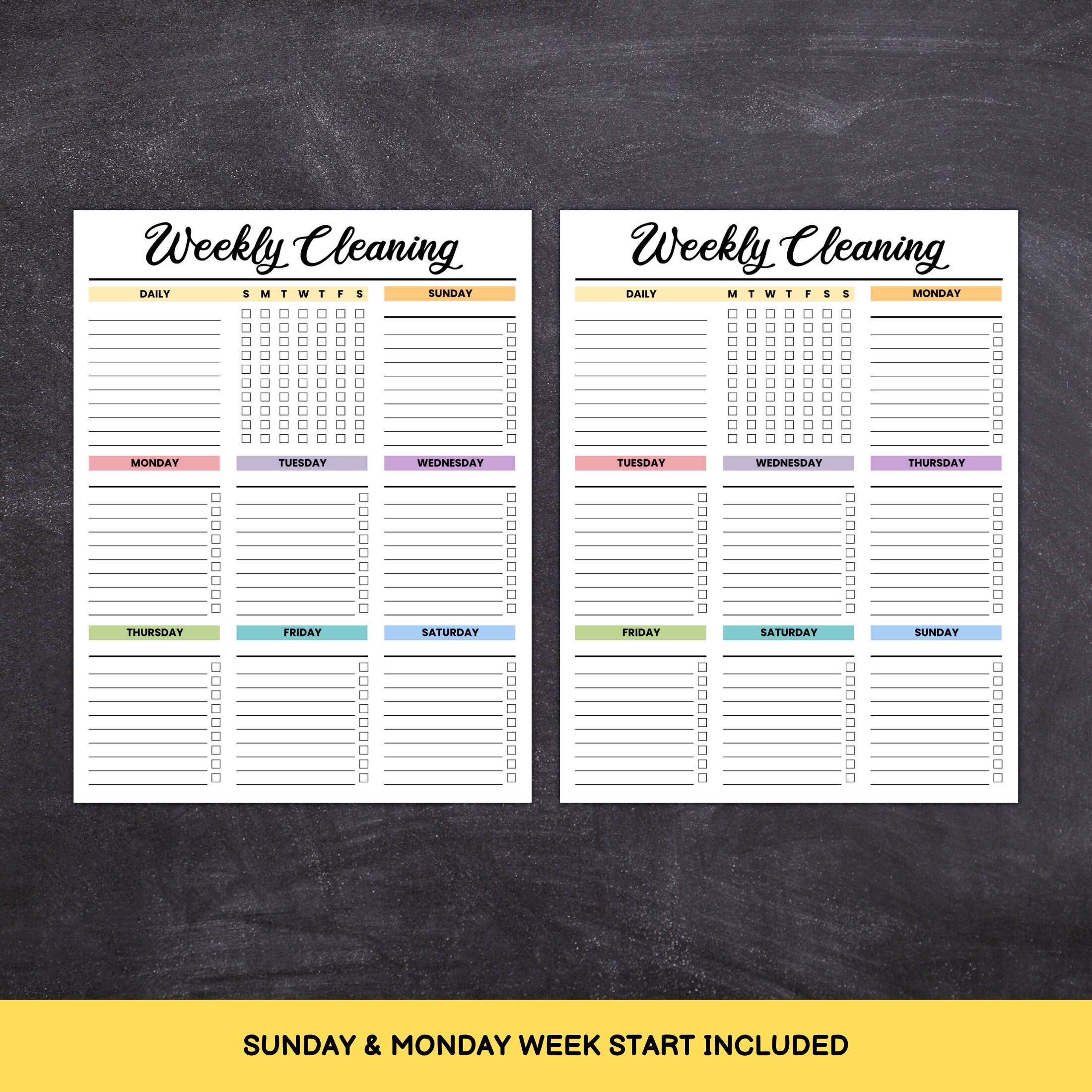Editable Weekly Cleaning Checklist: Printable Planner (PDF) - Etsy