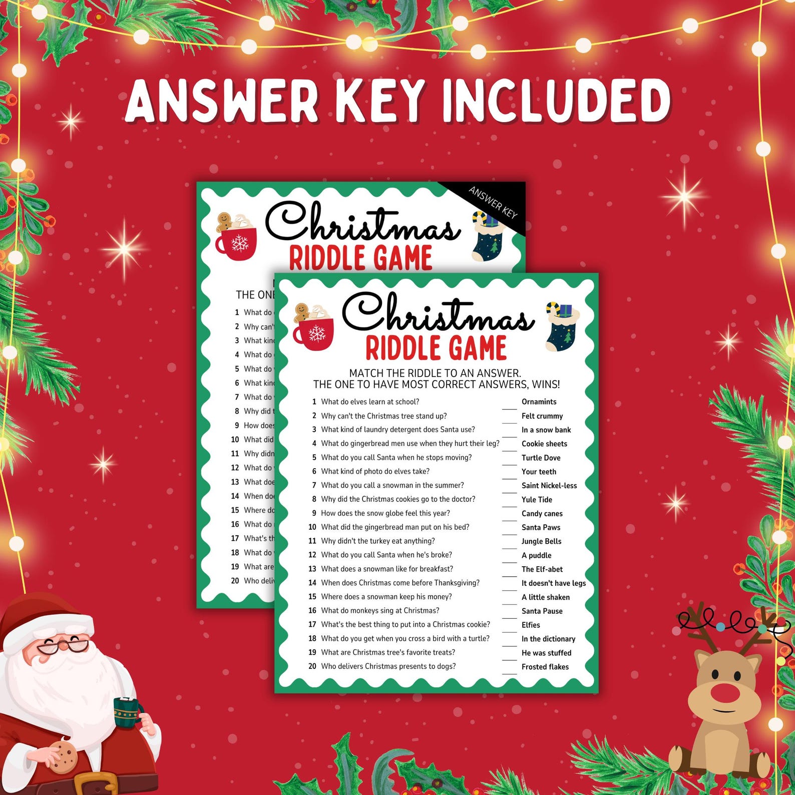 Christmas Riddle Game, Christmas Printable Game, Christmas Game for ...