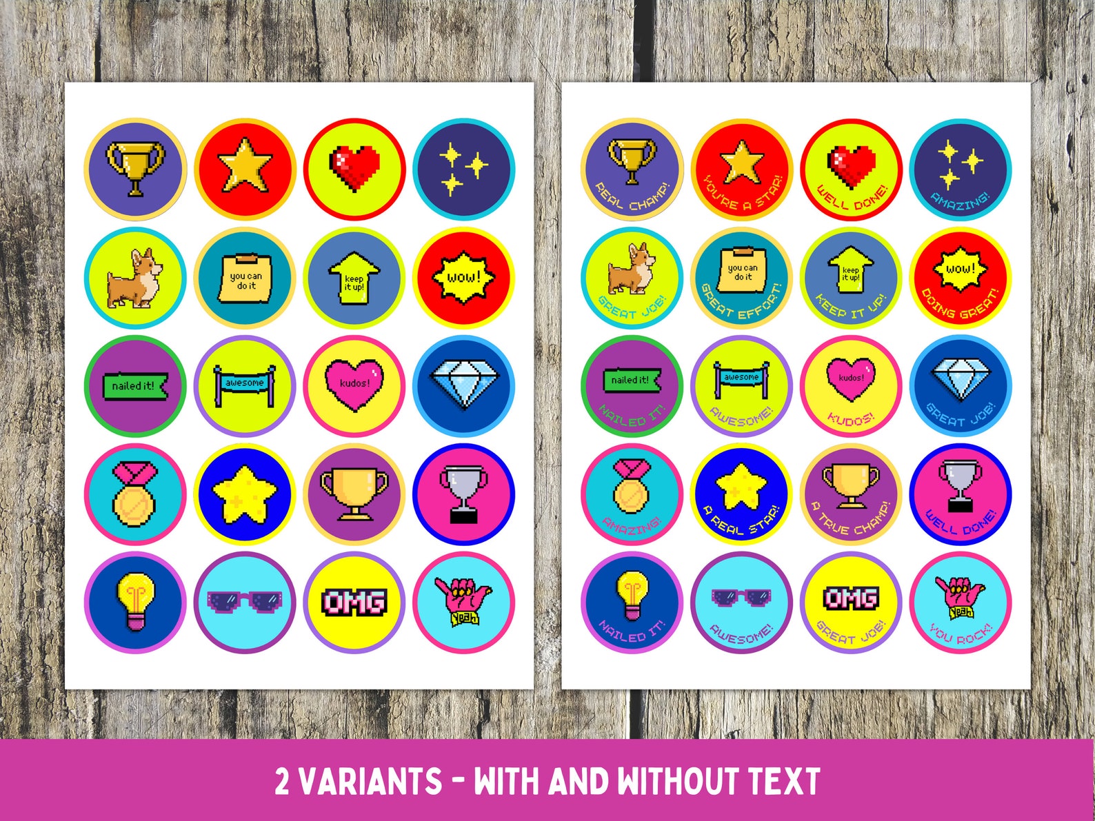 Printable Reward Sticker for Kids, Pixel Art Stickers, Teacher Reward ...