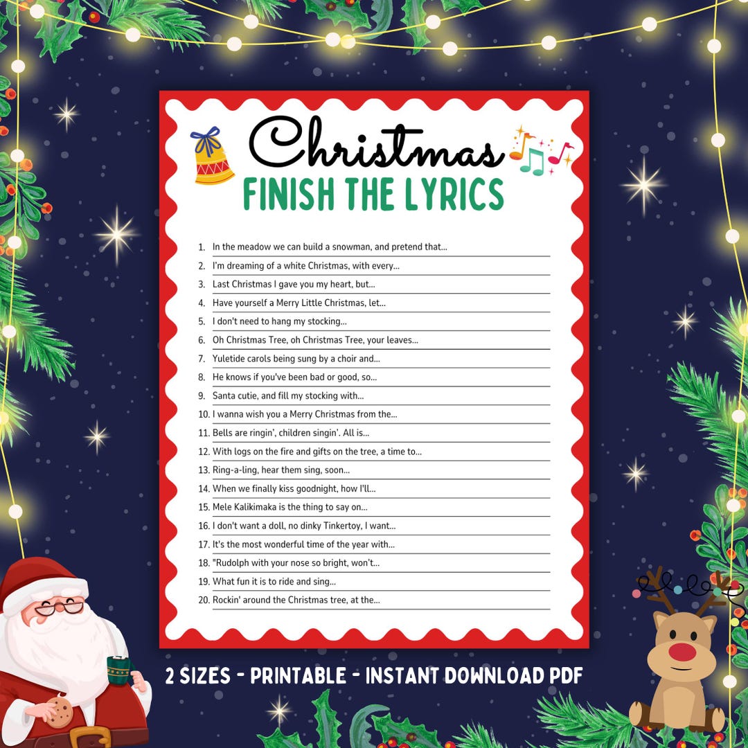 Christmas Finish the Lyrics Printable Song Trivia Game, Christmas Party ...