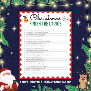 Christmas Finish the Lyrics Printable Song Trivia Game, Christmas Party ...