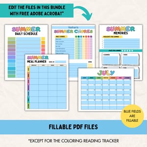 Printable Editable Summer Planner 2025 for Kids, Summer Calendar ...